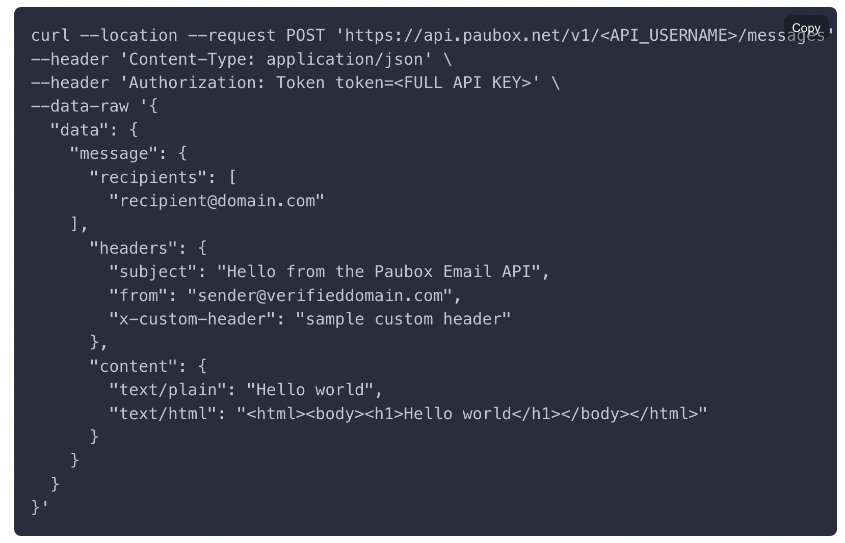 Adding custom message headers via Paubox Email API