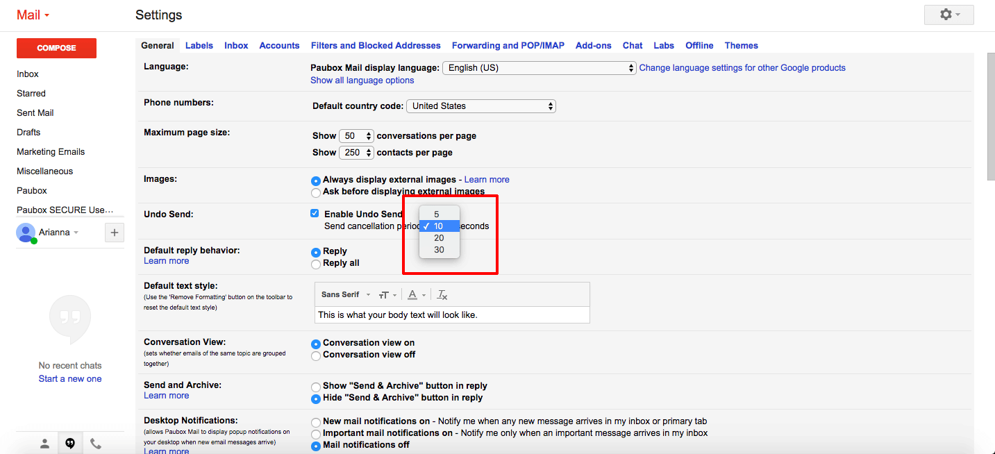 [Pictures] How to undo a sent email in Gmail