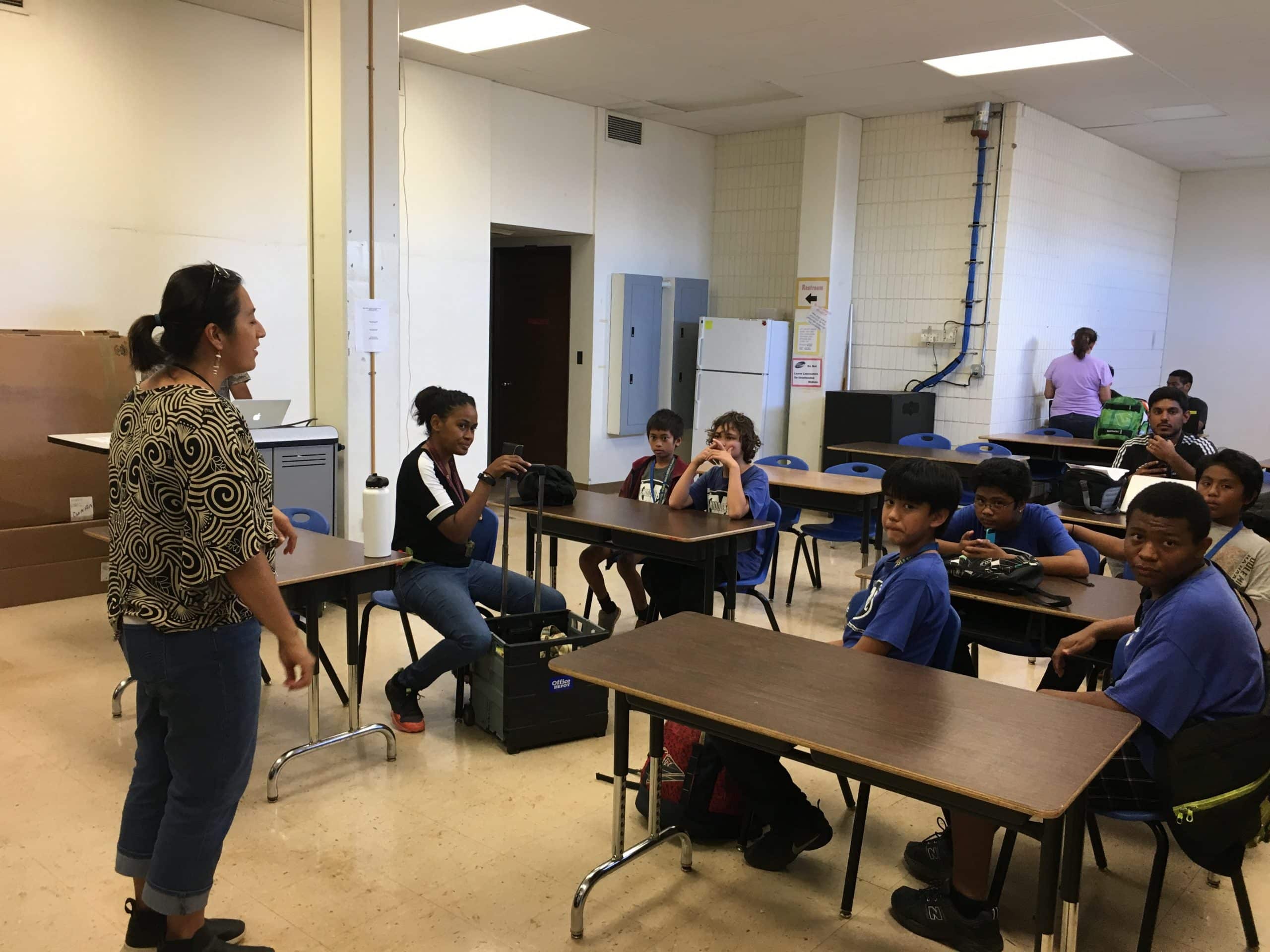 Spending time with Purple Maia students at Dole Middle School