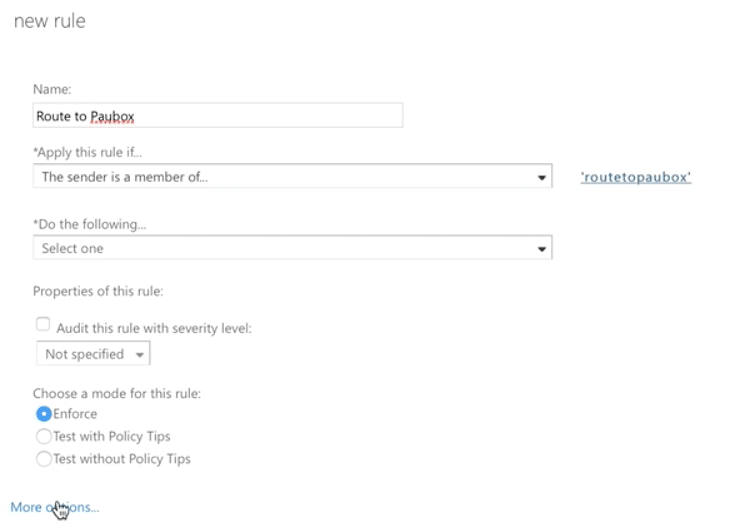 Using the Exchange Admin Center to split encrypted senders