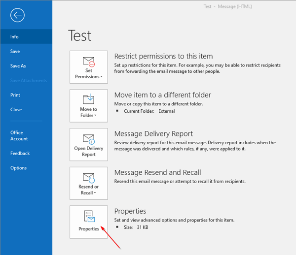 How to check if Outlook is using TLS encryption