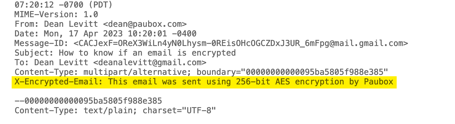 How to verify an email is encrypted